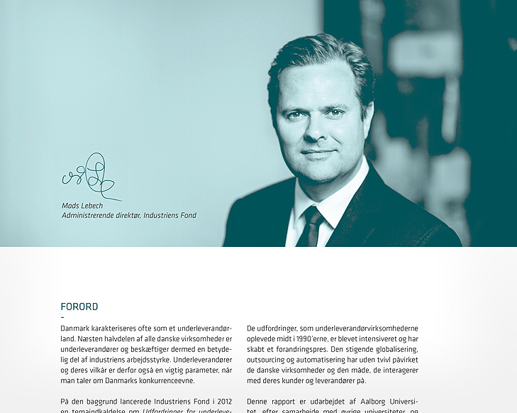 Grafisk tilrettelæggelse og layout af rapport for Industriens Fond